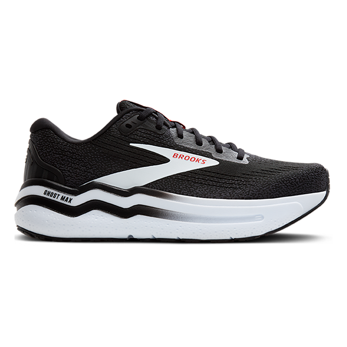 Brooks Ghost Max 2 - Black - White - Fiery Red – Fit2Run